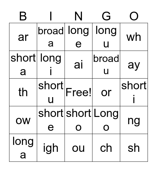 Logic Of English Lesson 41 73 Bingo Card