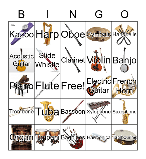 Instrument Bingo Card