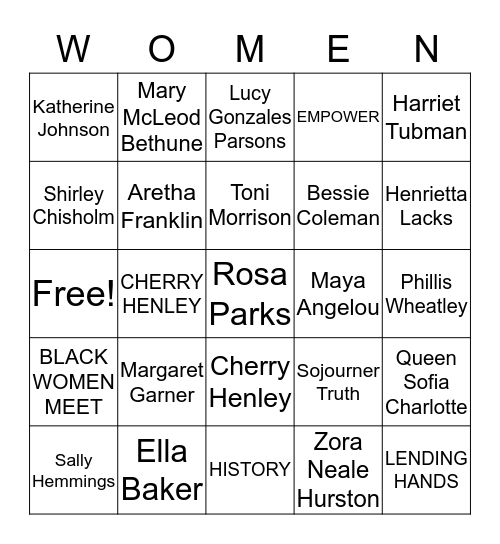 BLACK WOMEN OF HISTORY Bingo Card