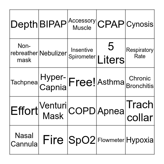 O2 Bingo Blackout Bingo Card