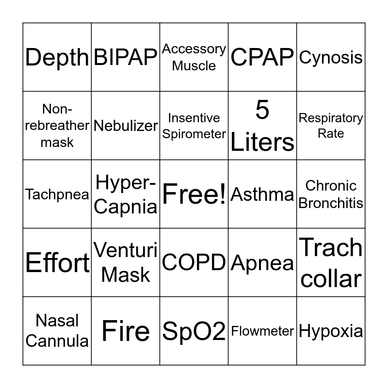O2 Bingo Blackout Bingo Card