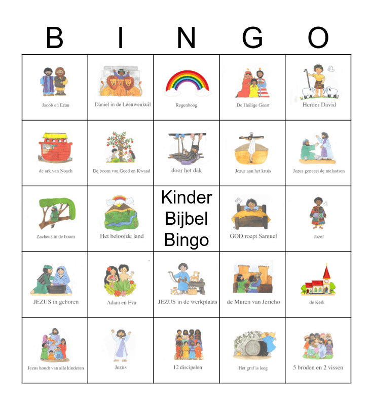 Kinder Bijbel Bino Bingo Card