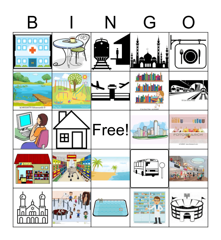 Los lugares Bingo Card