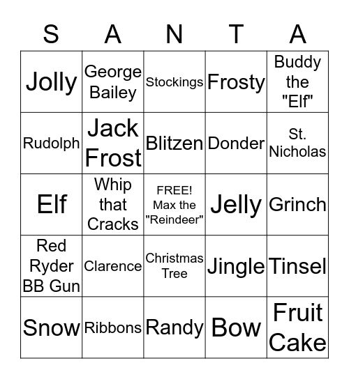 Santa Bingo Card