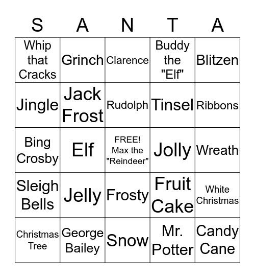 Santa Bingo Card