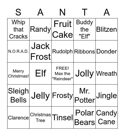 Santa Bingo Card