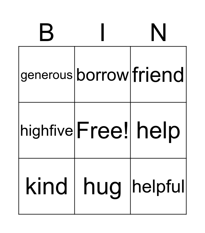Ty Bingo Card