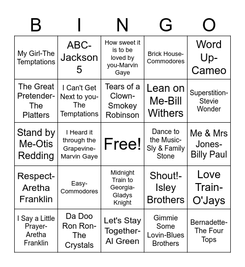 MM1 Old School R & B Bingo Card