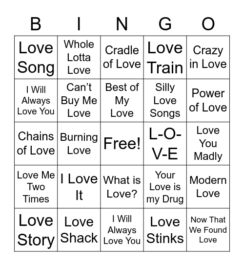 Love Bingo Card