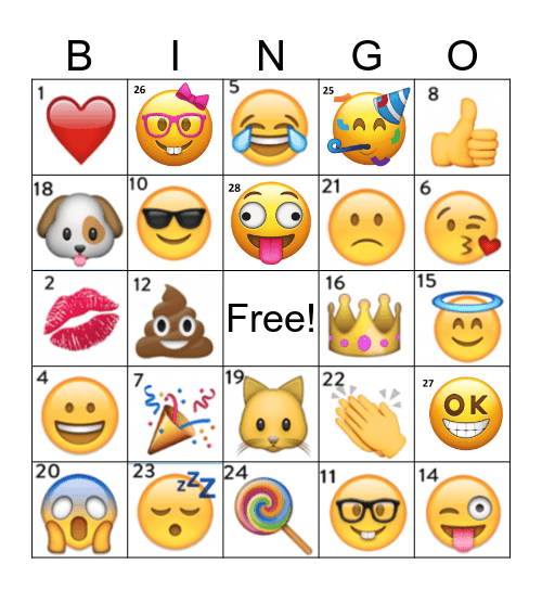 Emoji Bingo Card