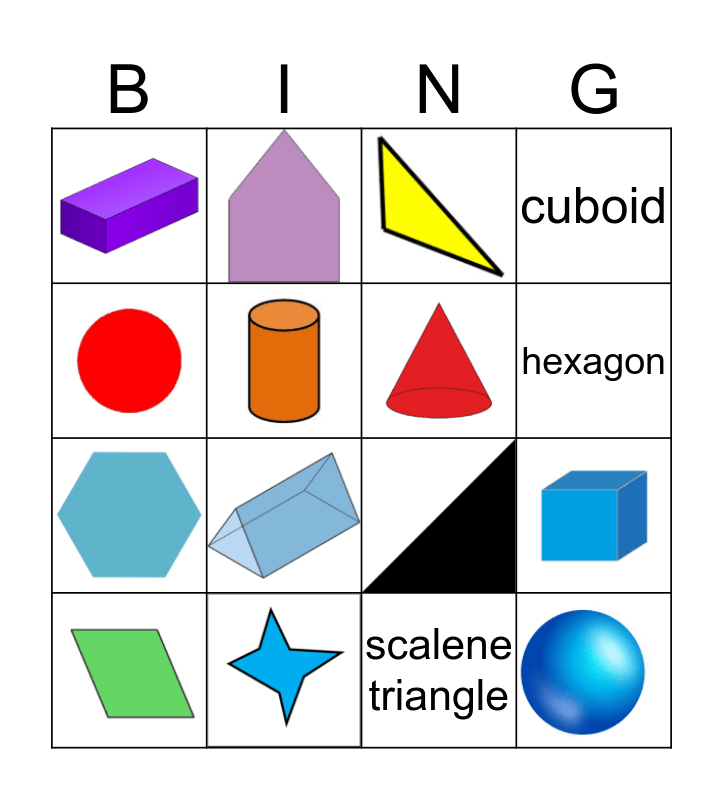 2D and 3D Shapes Bingo Card
