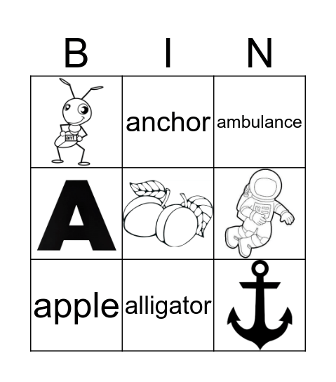 Aa Bingo Card
