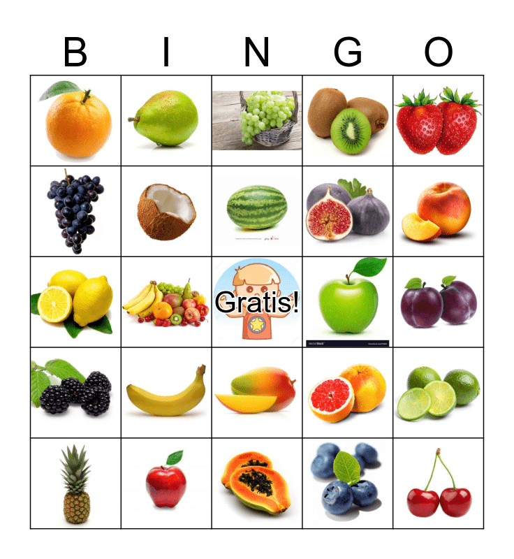 FRUTAS Bingo Card
