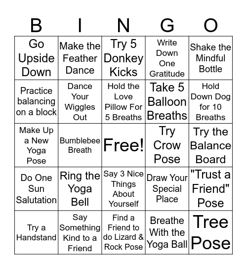 Yoga Bingo! Bingo Card