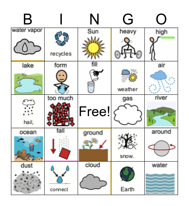 Water Cycle Bingo Card