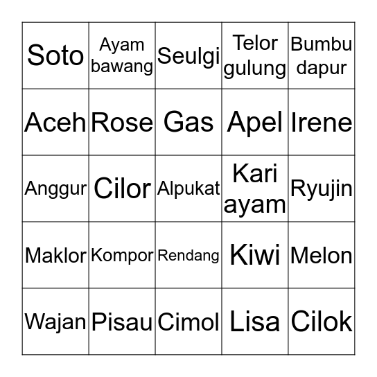 BINGO WITH OREO Bingo Card