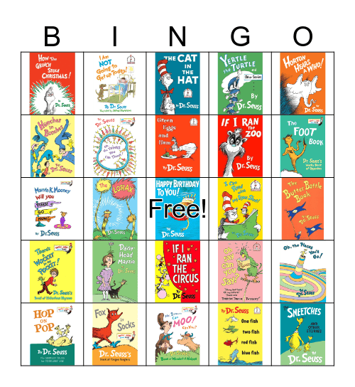Dr. Seuss Book Bingo Card