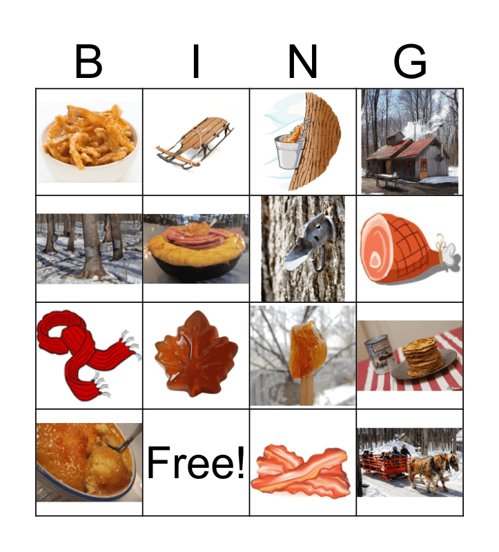 Cabane à Sucre/ Sugar Shack Bingo Card