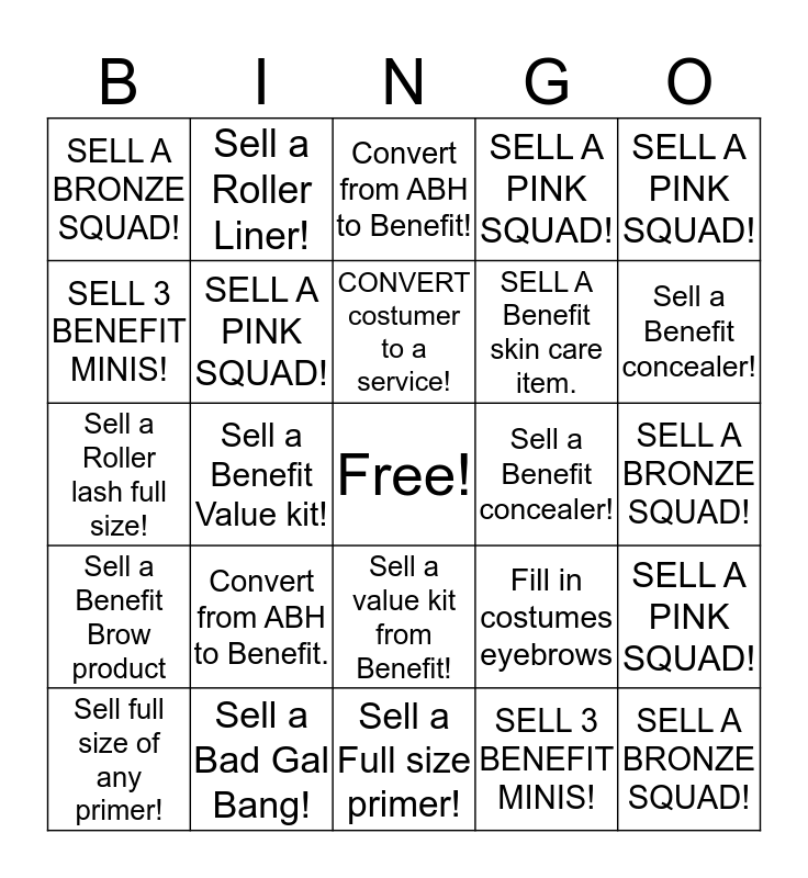 Benefit BINGO Card