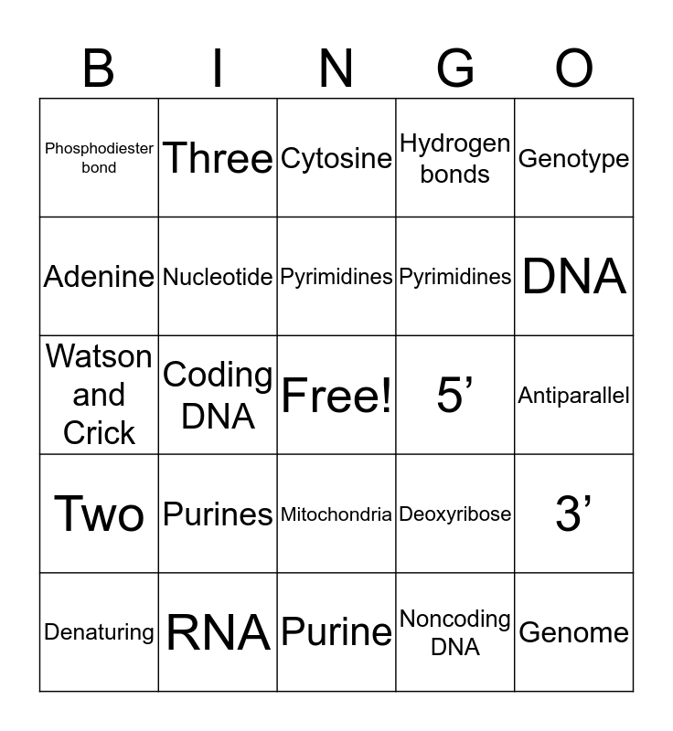 Chapter 10 Bingo Bingo Card
