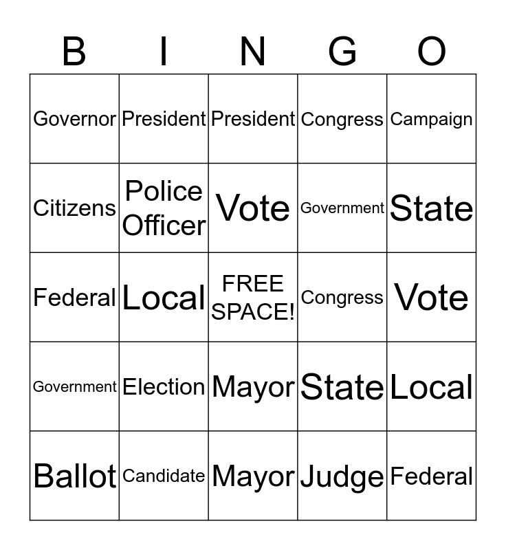 Social Studies Review Bingo Card