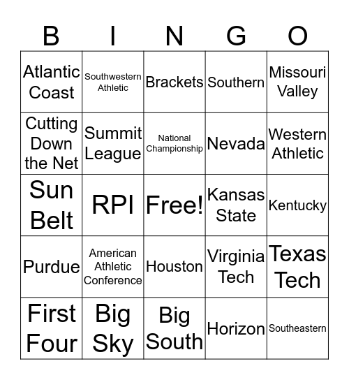 March Madness Bingo Card
