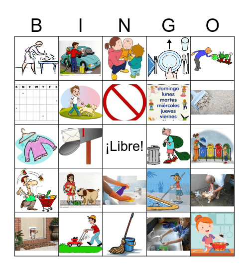 Los quehaceres Bingo Card