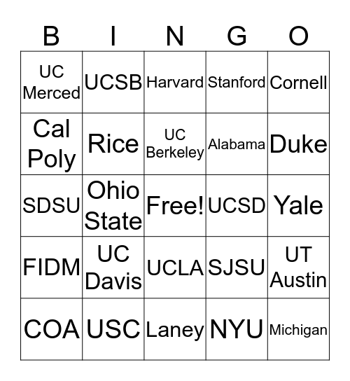 NHS Meeting Bingo Card