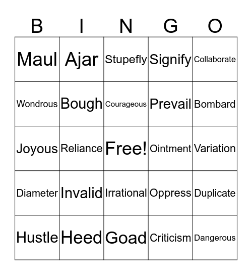 Chapter 11 Bingo Card