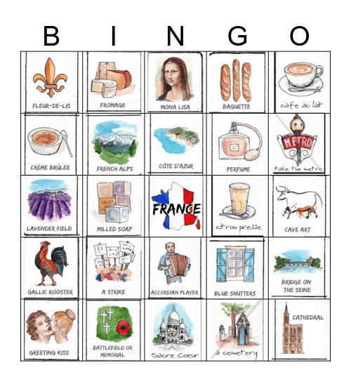 Paris Bingo Card