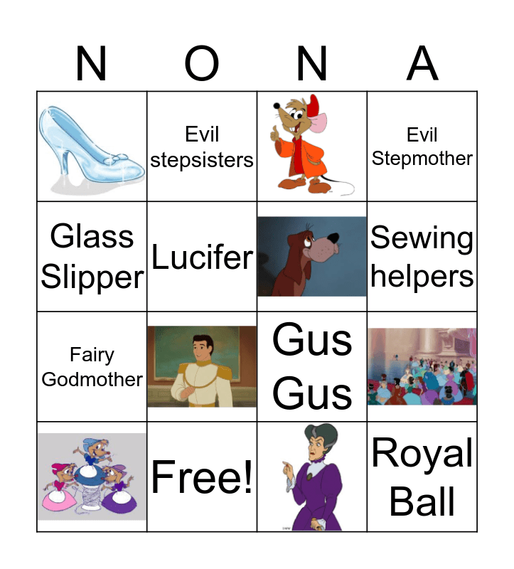 Cinderella Bingo Card