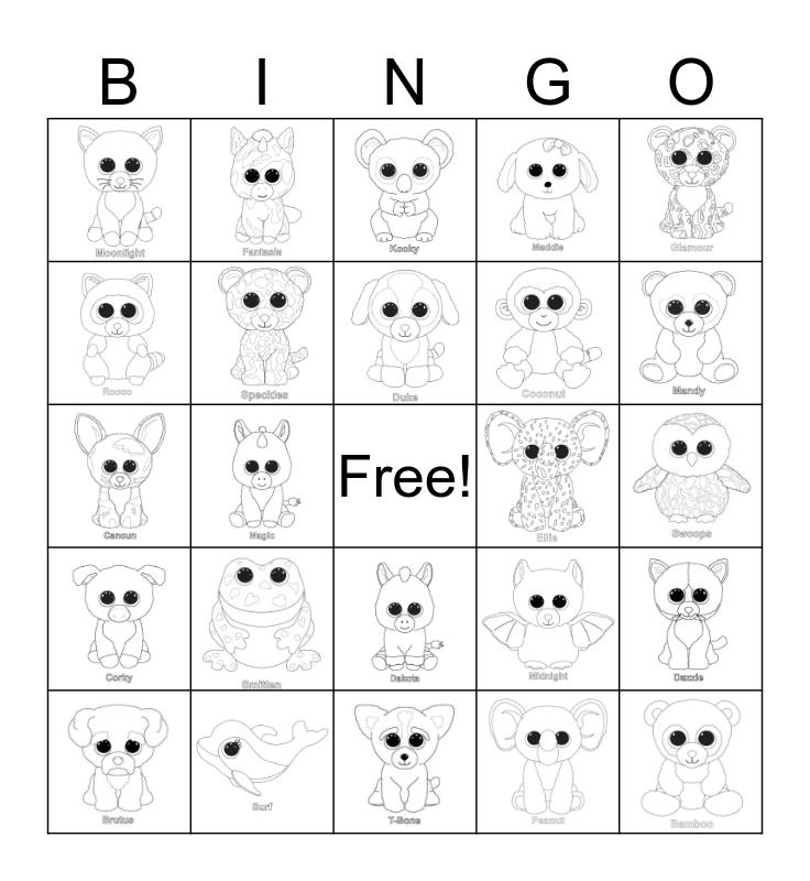 BEANIE BOO BINGO! Bingo Card