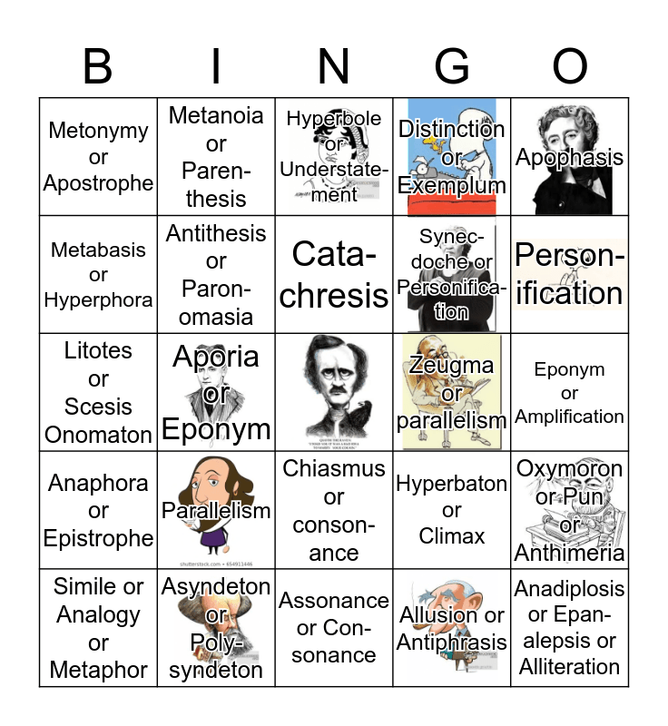 Rhetorical Device Bingo Card