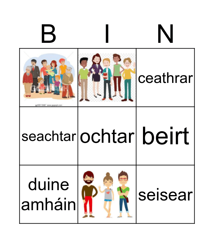 Ag Comhaireamh Daoine Bingo Card