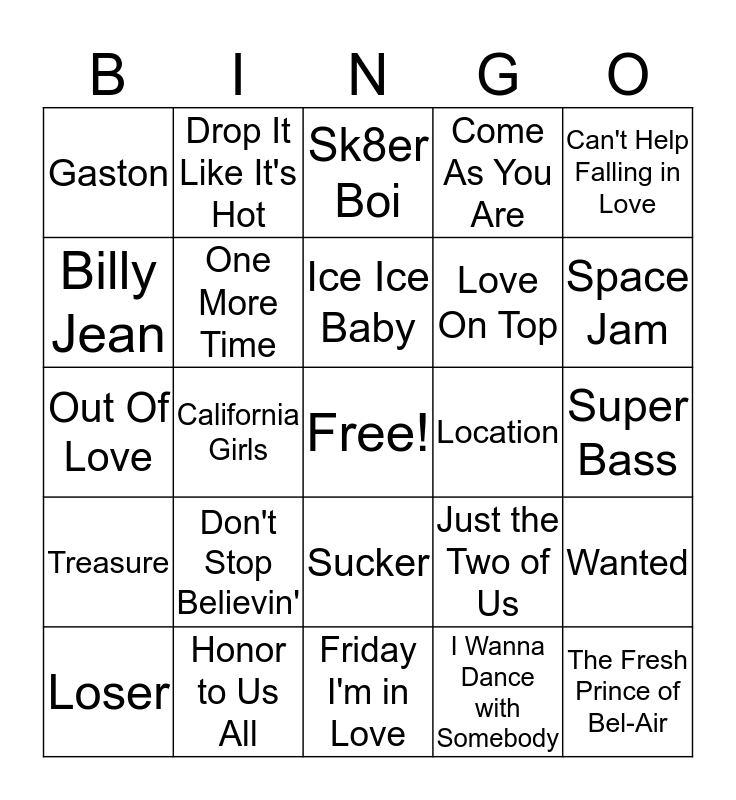 Disco Bingo Card
