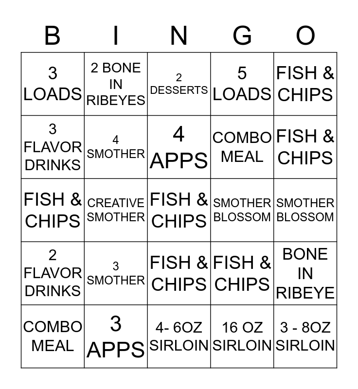 TEXAS ROADHOUSE BINGO Card
