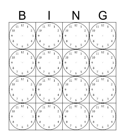Bingo Time Bingo Card