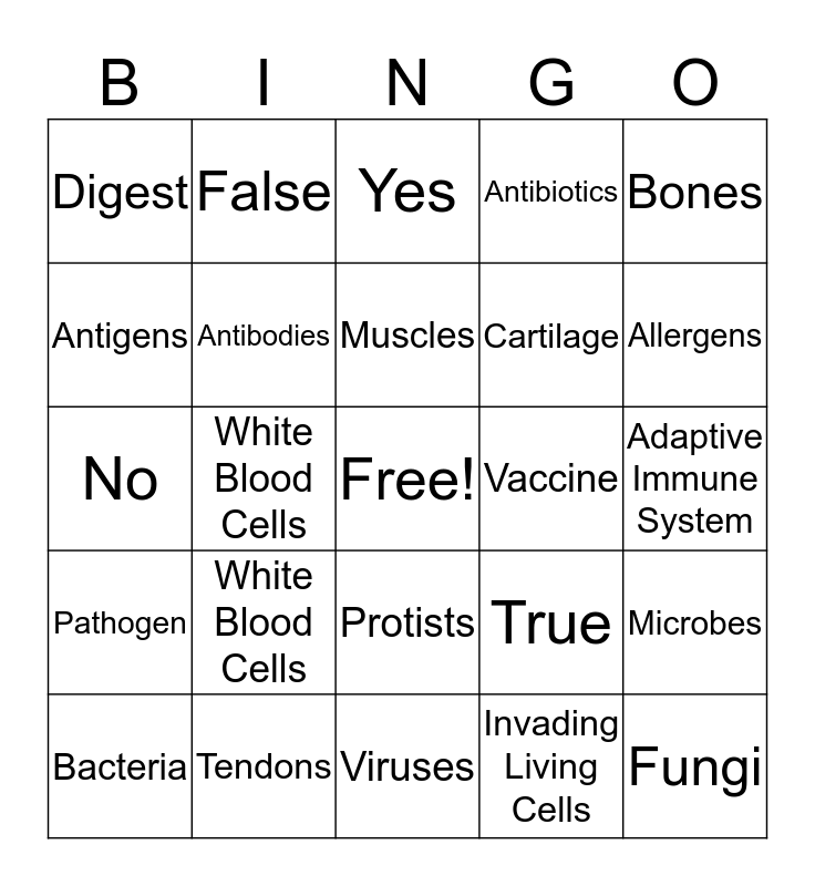 IMMUNE SYSTEM Bingo Card
