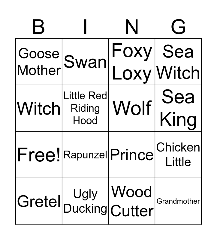 Fairy Tale BINGO Card
