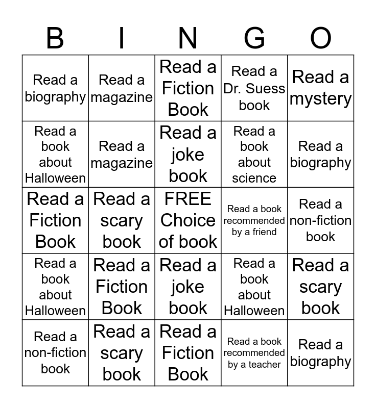 Book Bingo Card