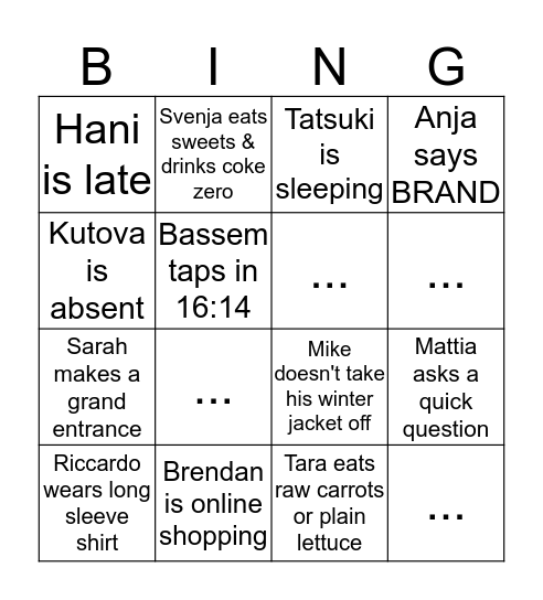 Stream A Bingo Card