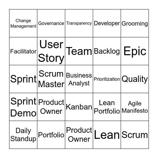 Agile Bingo Card