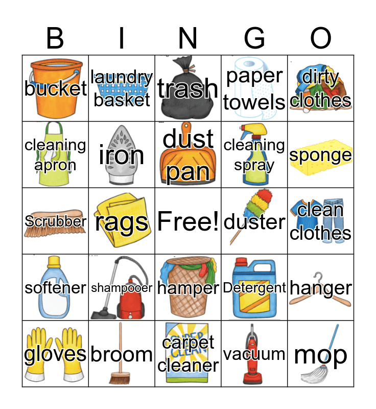 Cleaning Bingo Card