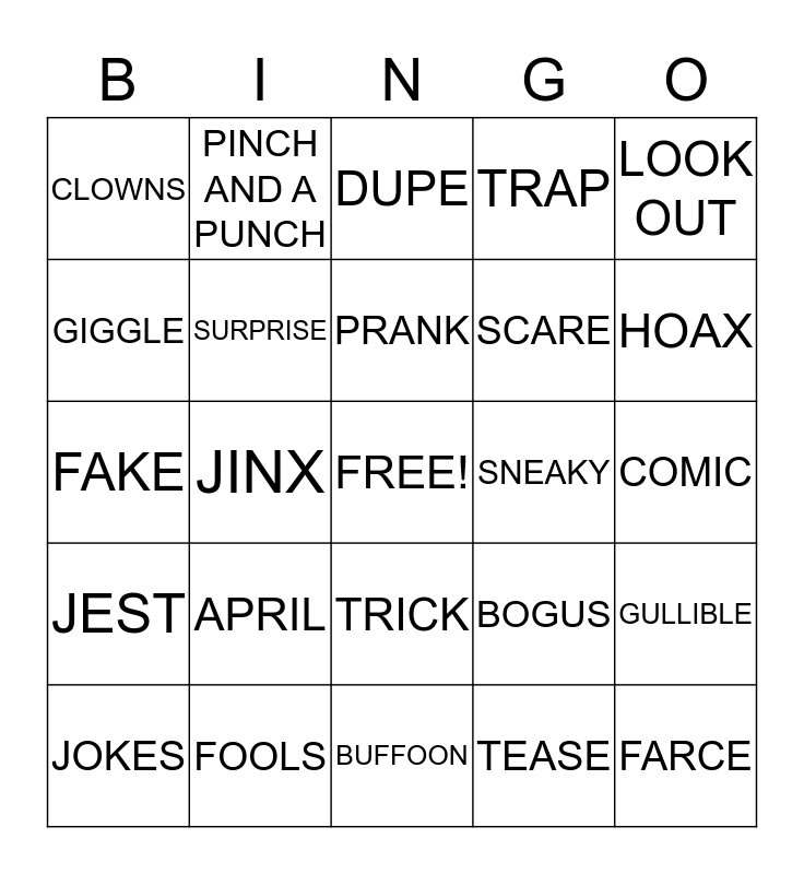 APRIL FOOL'S DAY Bingo Card