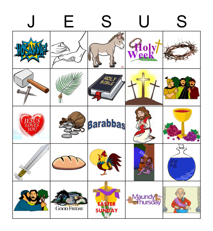 Holy Week Bingo Card