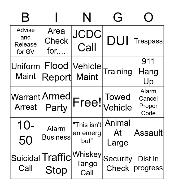 Dispatcher Appreciation Week 2019 Bingo Card