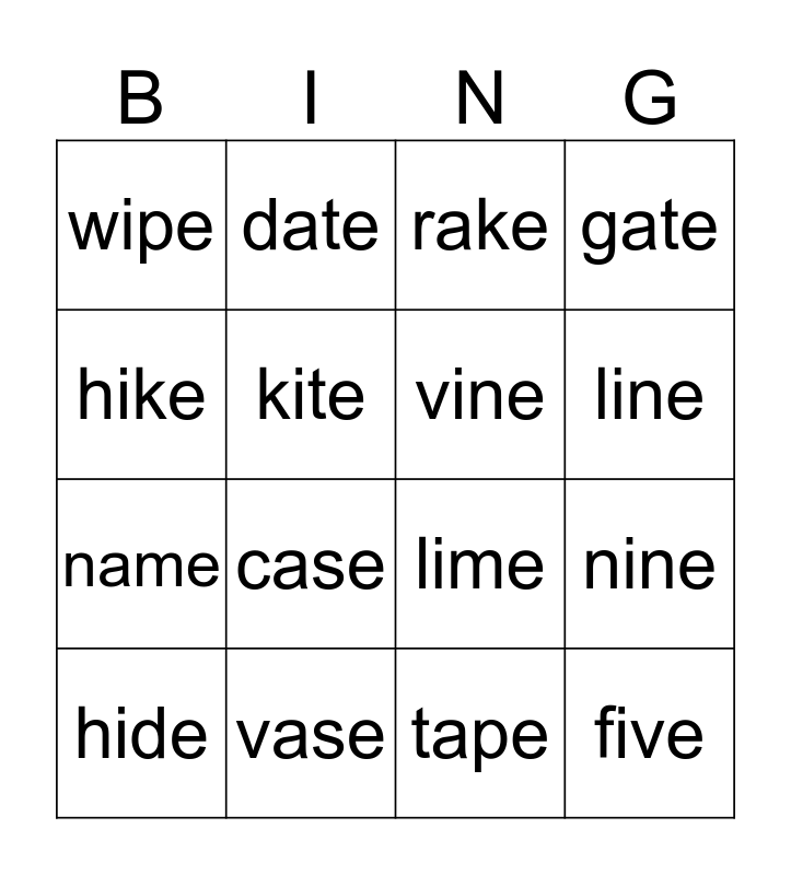 B I N G O !!!!! Bingo Card