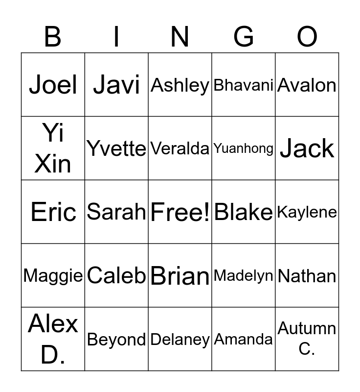 Bus 1 Bus Fun Bingo Card