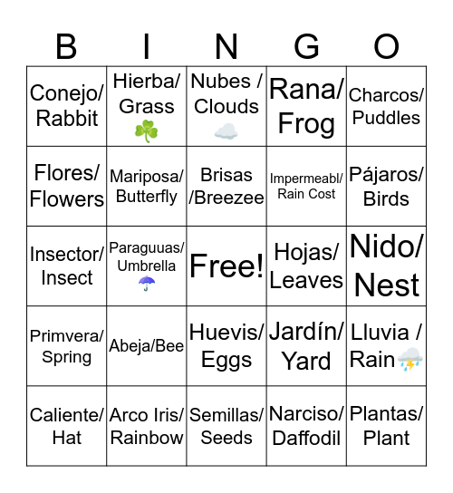 Bingo de primavera Bingo Card