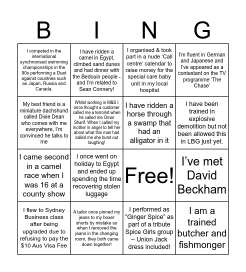 Fun Fact Bingo Card